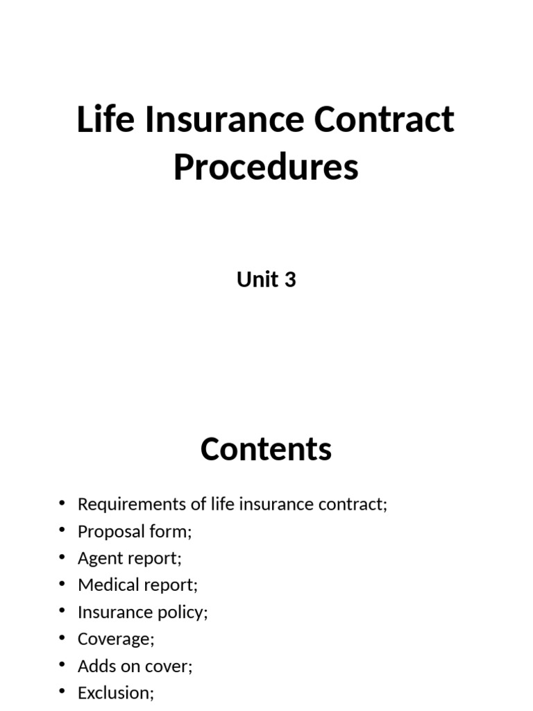Life Insurance Contract Procedures | PDF | Cost Of Living | Insurance
