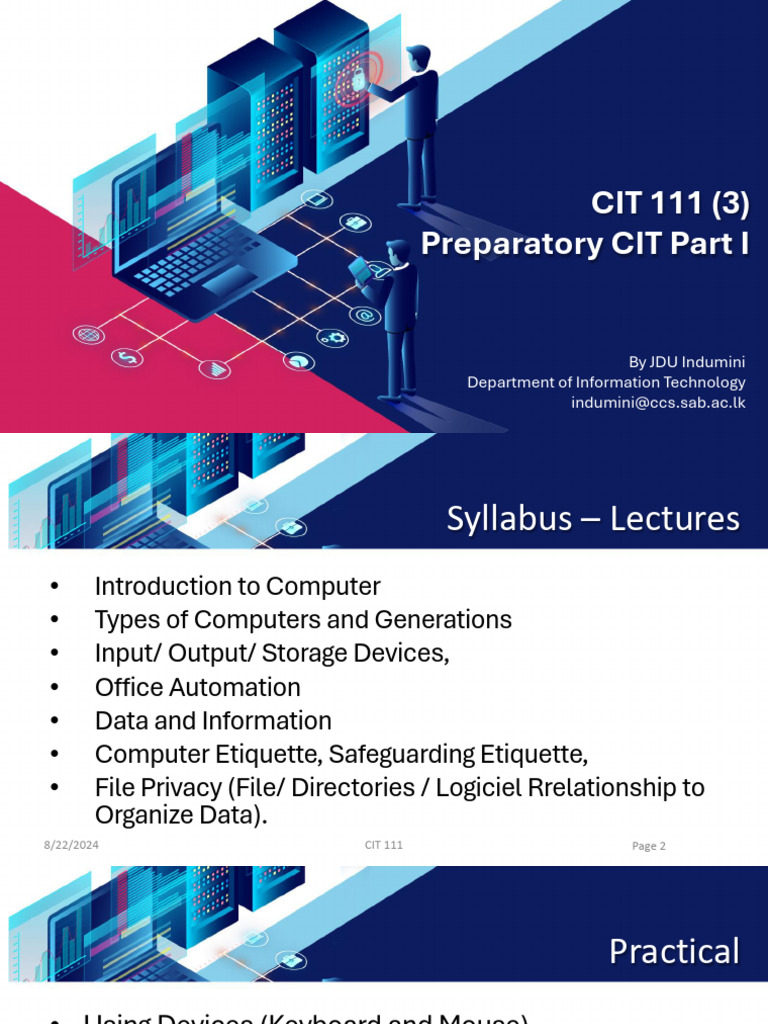 CIT 111 Theory 01 | PDF | Random Access Memory | Central Processing Unit