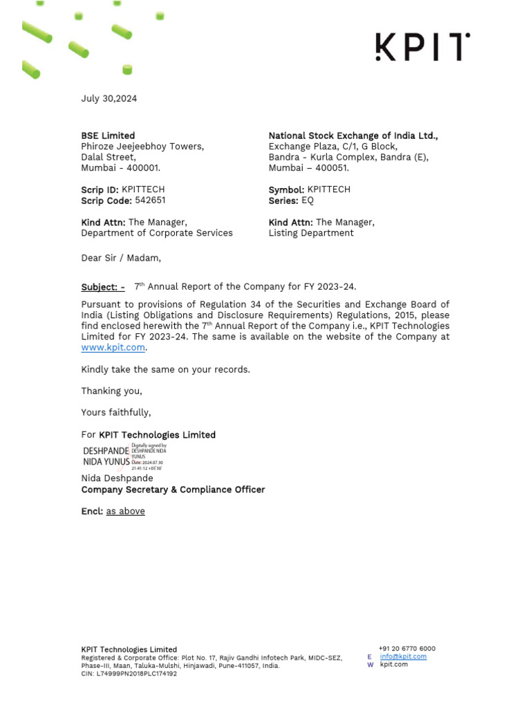 Kpit Annual Report | PDF | Sustainability | Customer Satisfaction