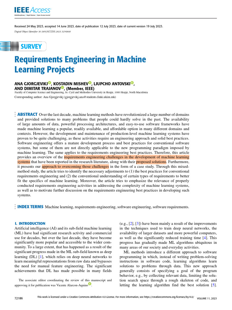 11 Requirements Engineering in Machine Learning Projects | PDF | Machine Learning | Artificial ...