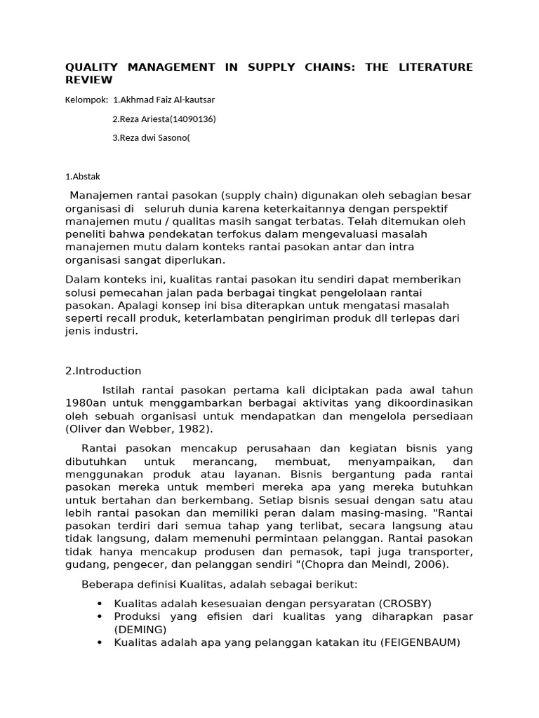 Quality Management in Supply Chains | PDF | Seni | Teknologi & Rekayasa