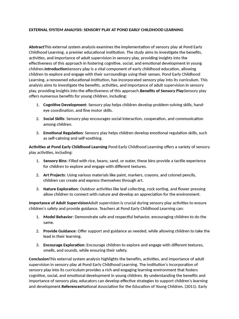 External System Analysis | PDF | Early Childhood Education | Learning