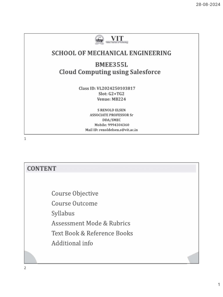 Bmee355l Cloud Computing Using Salesforce Module 1 1 10 Pdf