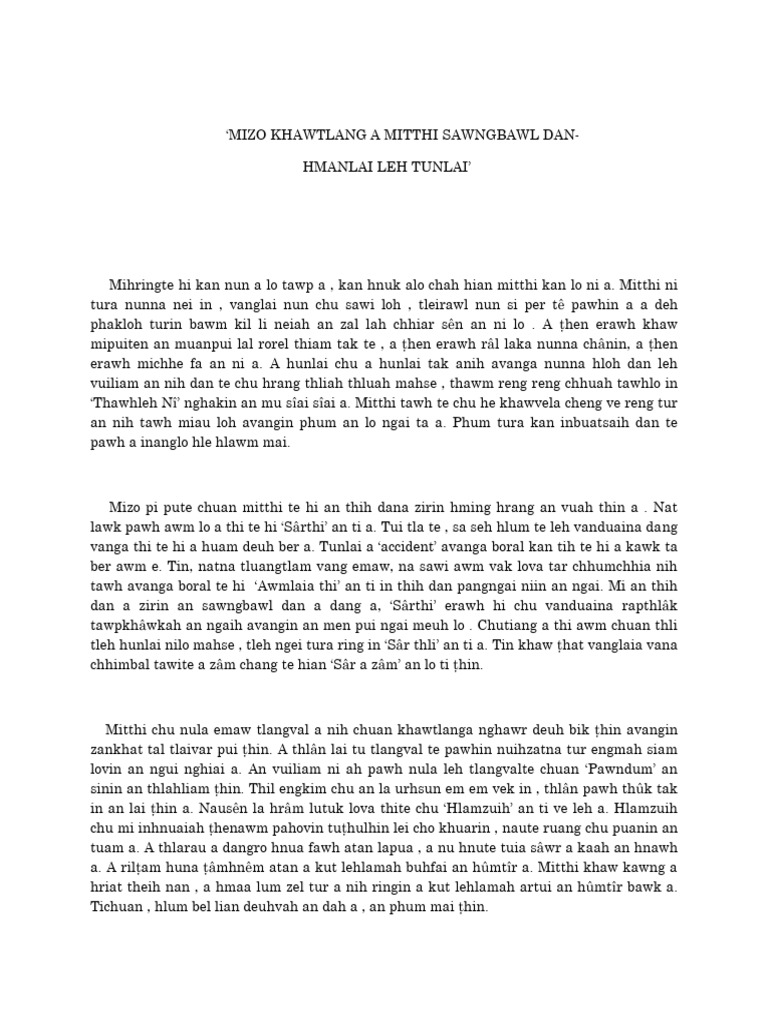 Hmanlai Mizo: Mitthi Chanchin Insights | PDF