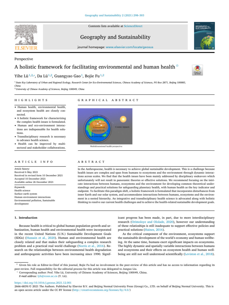 A Holistic Framework For Facilitating Environmenta 2021 Geography and ...
