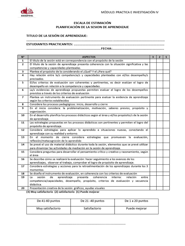 Escala De Evaluacion