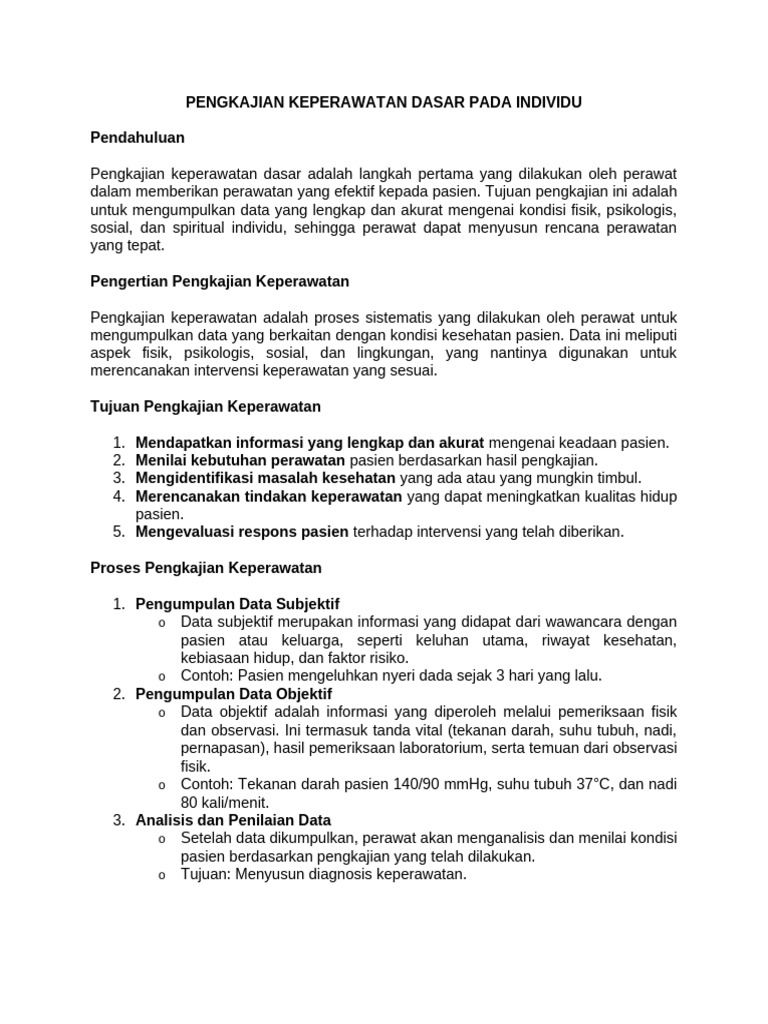 Pengkajian Keperawatan Dasar | PDF
