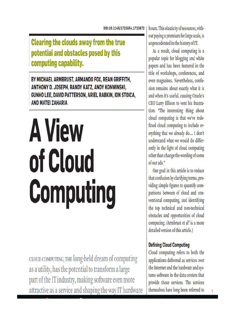 COMP5206-2021S1-L03b-A View of Cloud Computing | PDF | Software As A Service | Cloud Computing