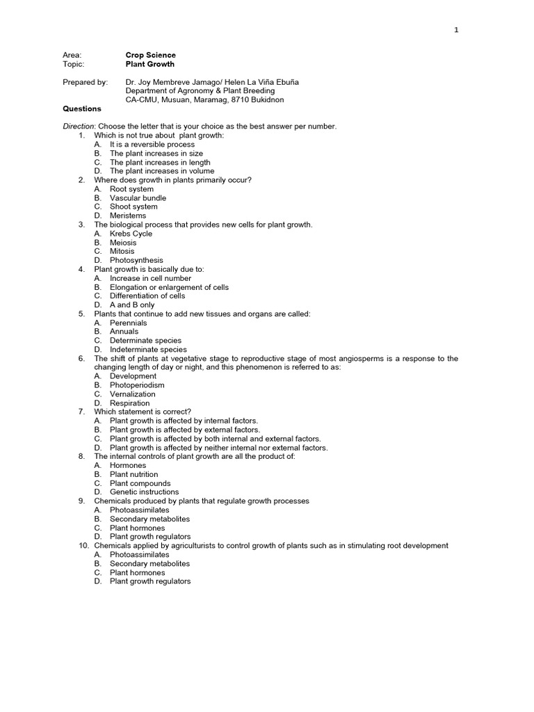 Cropsci - Plant Growth | PDF | Plant Hormone | Auxin
