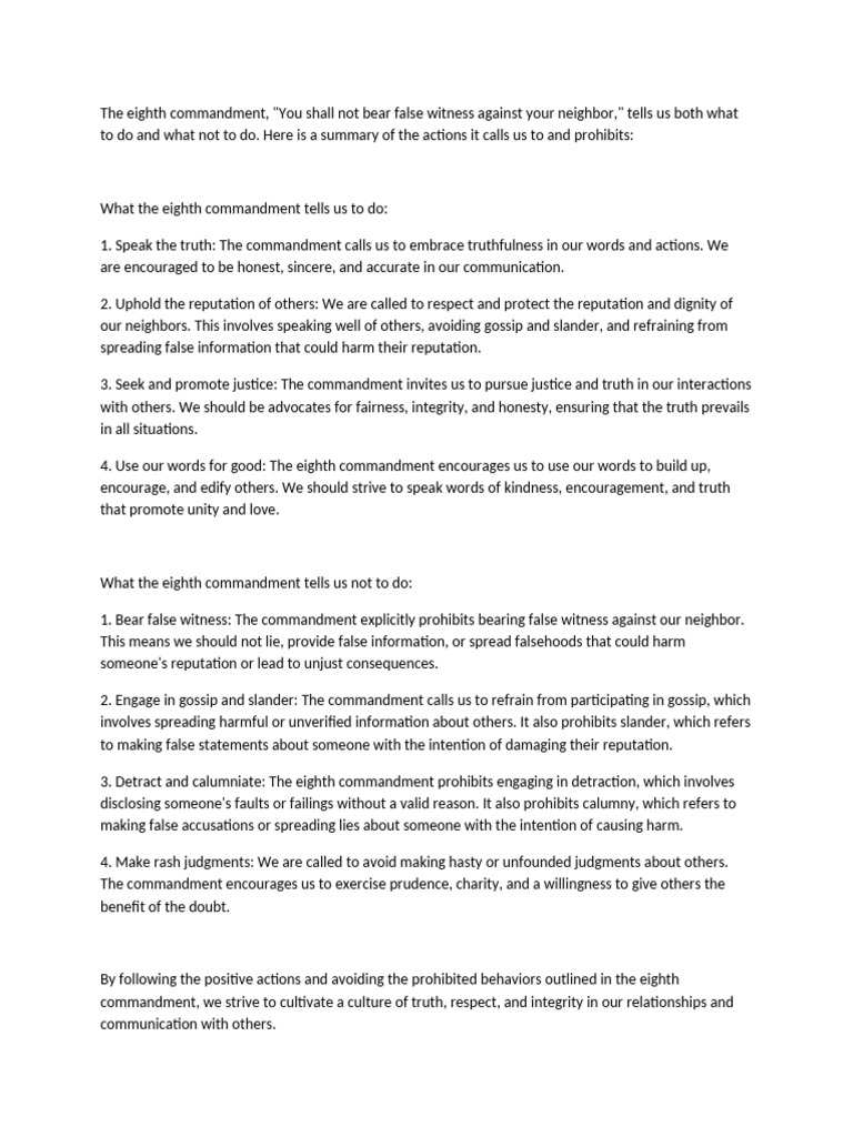 The eighth commandment | PDF