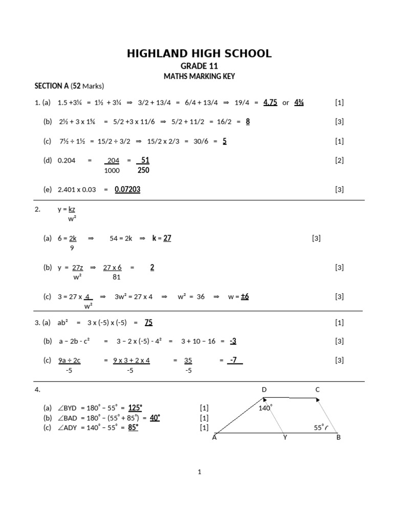 Term 3 Grade 11 Maths Marking Key | PDF | Applied Mathematics | Mathematical Physics