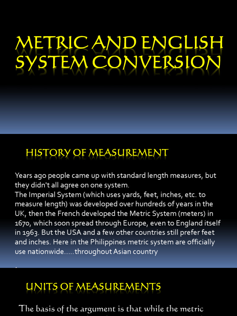 Metric and Imperial Conversion Guide | PDF | Foot (Unit) | Inch