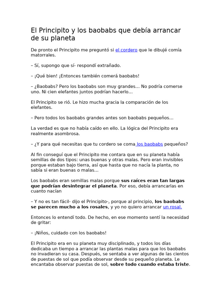 Reflexiones sobre los baobabs del Principito | PDF | El Principito
