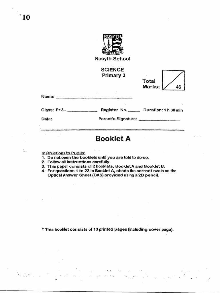 P3 Science 2023 SA2 Rosyth | PDF