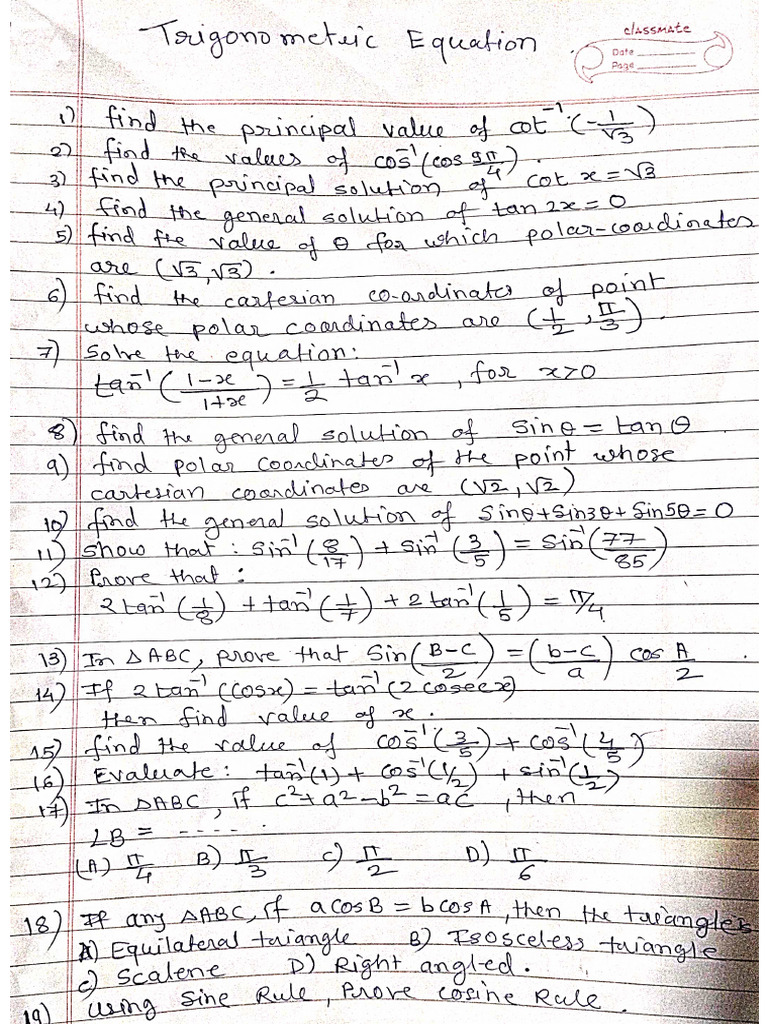 Trigonometric Equations | PDF