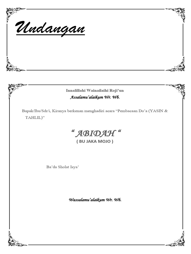 Undangan Pendak 1 Tahunnya Emak | PDF