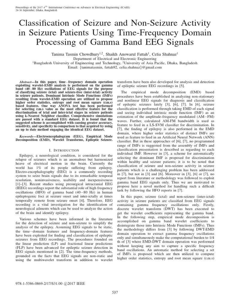 Seizure Non Seizure Classification | PDF | Electroencephalography | Wavelet