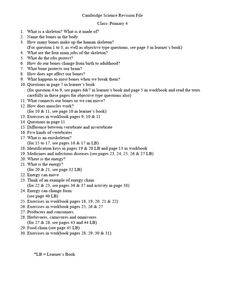 Primary 4 Science Revision Guide | PDF