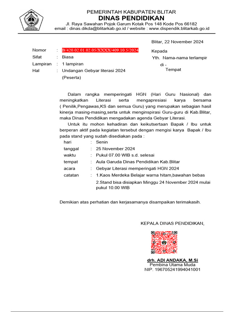 Draft - Undangan Peserta Gebyar Literasi | PDF Draft - Undangan Peserta Gebyar Literasi | PDF