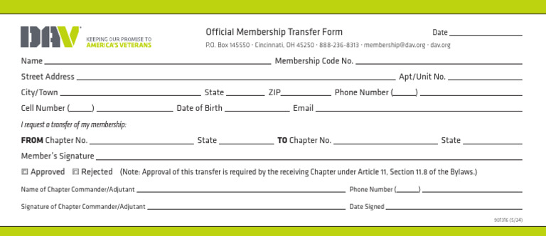 MembershipTransferForm Fillable | PDF