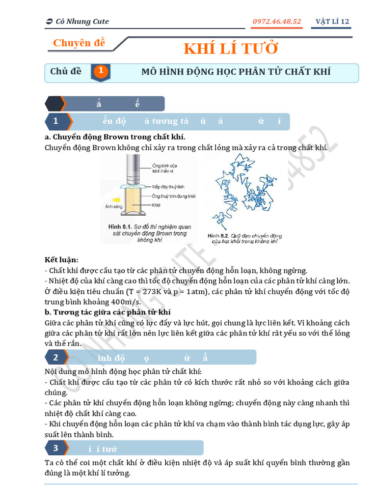 Cd2 Chu de 1 Mo Hinh Dong Hoc Phan Tu Chat Khi | PDF