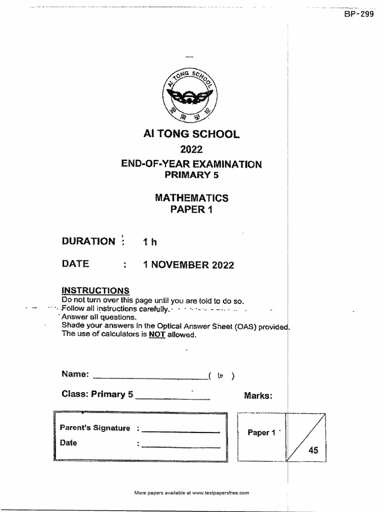 P5 Maths 2022 SA2 Aitong | PDF | Foreign Language Studies