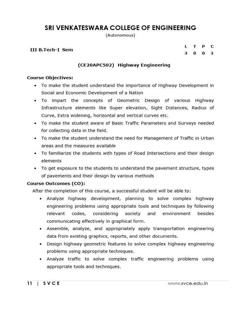 Highway Engineering Course Overview | PDF | Road Surface | Road ...