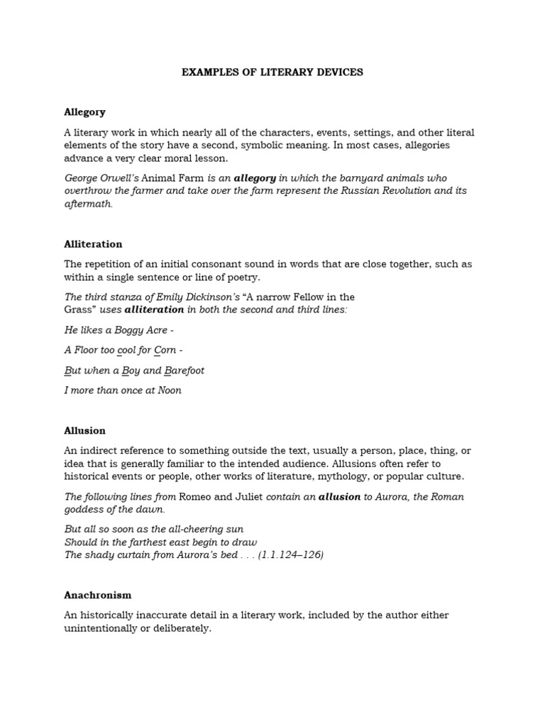 Examples of Literary Devices | PDF | Poetry | Narration