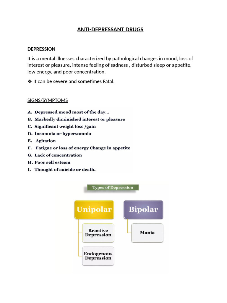 Anti Depressant Drugs | PDF | Serotonin | Selective Serotonin Reuptake ...