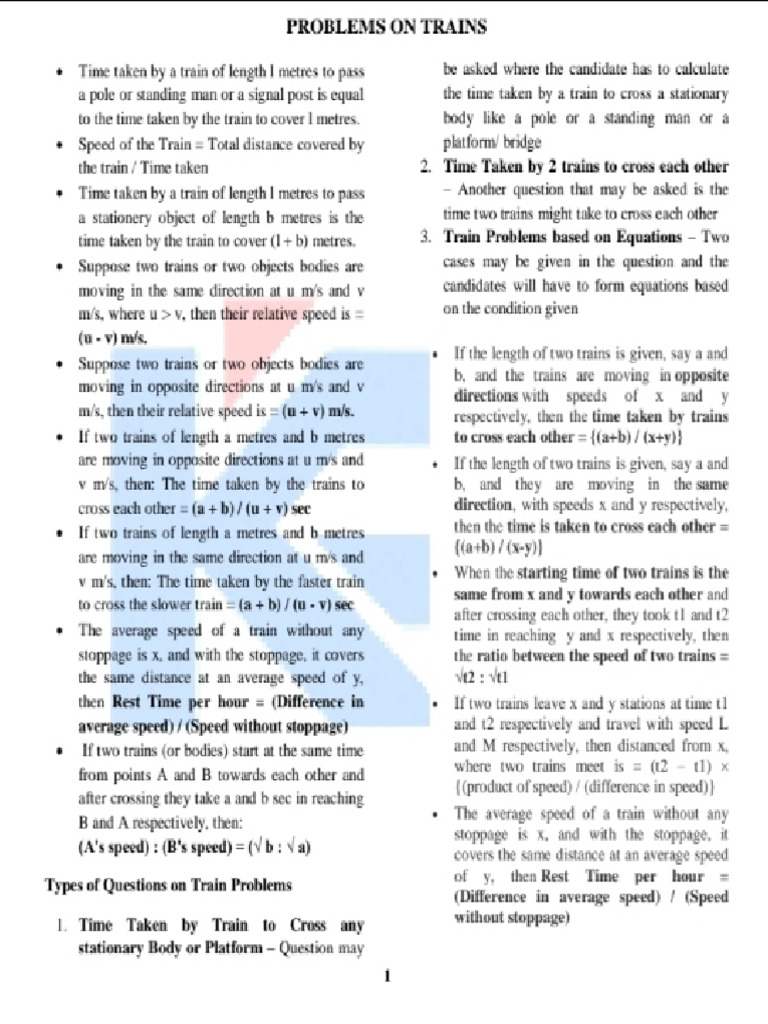 Problems On Trains | PDF
