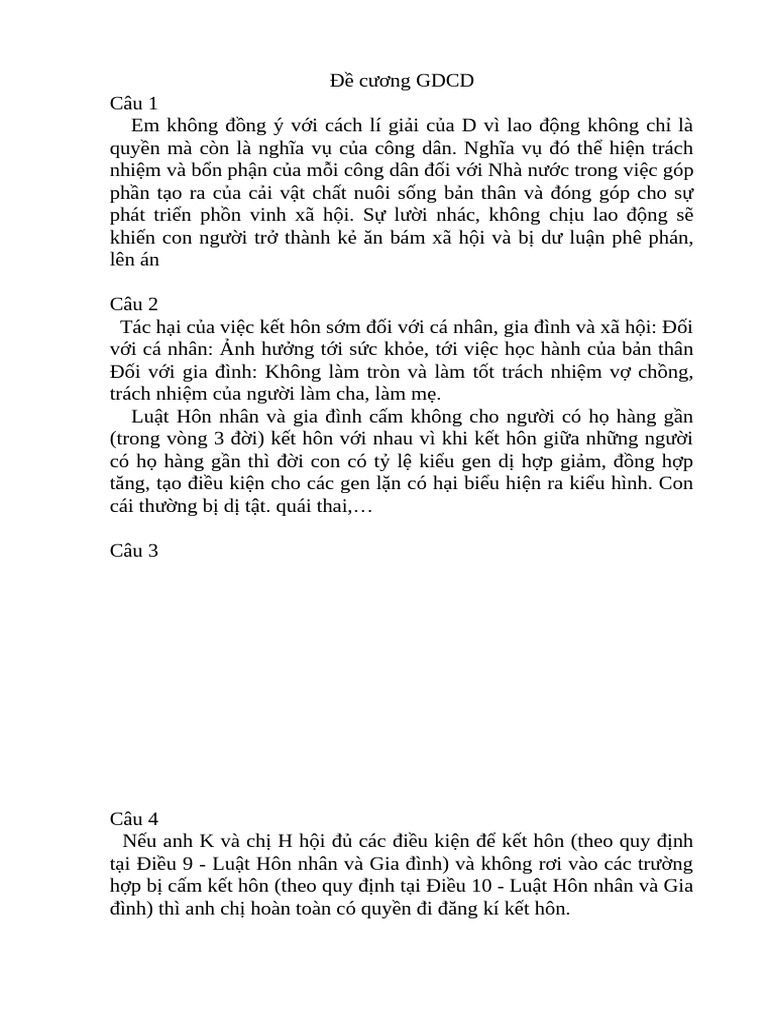 Đề cương GDCD | PDF