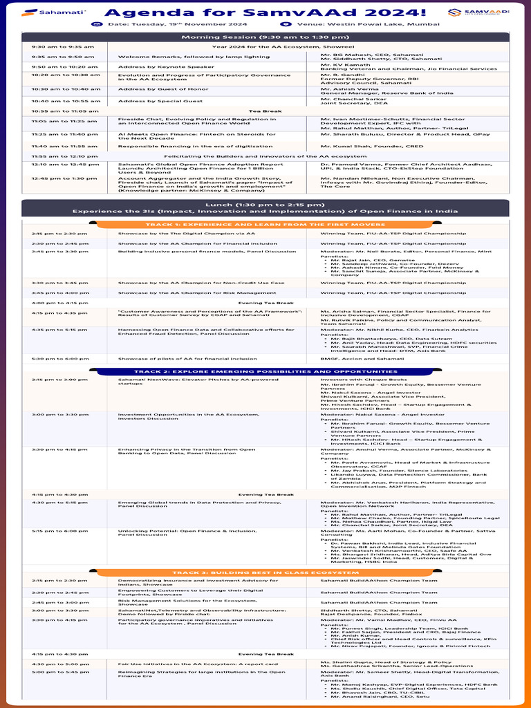 Sahamati SamvAAd 24 Agenda | PDF | Financial Services | Private Sector