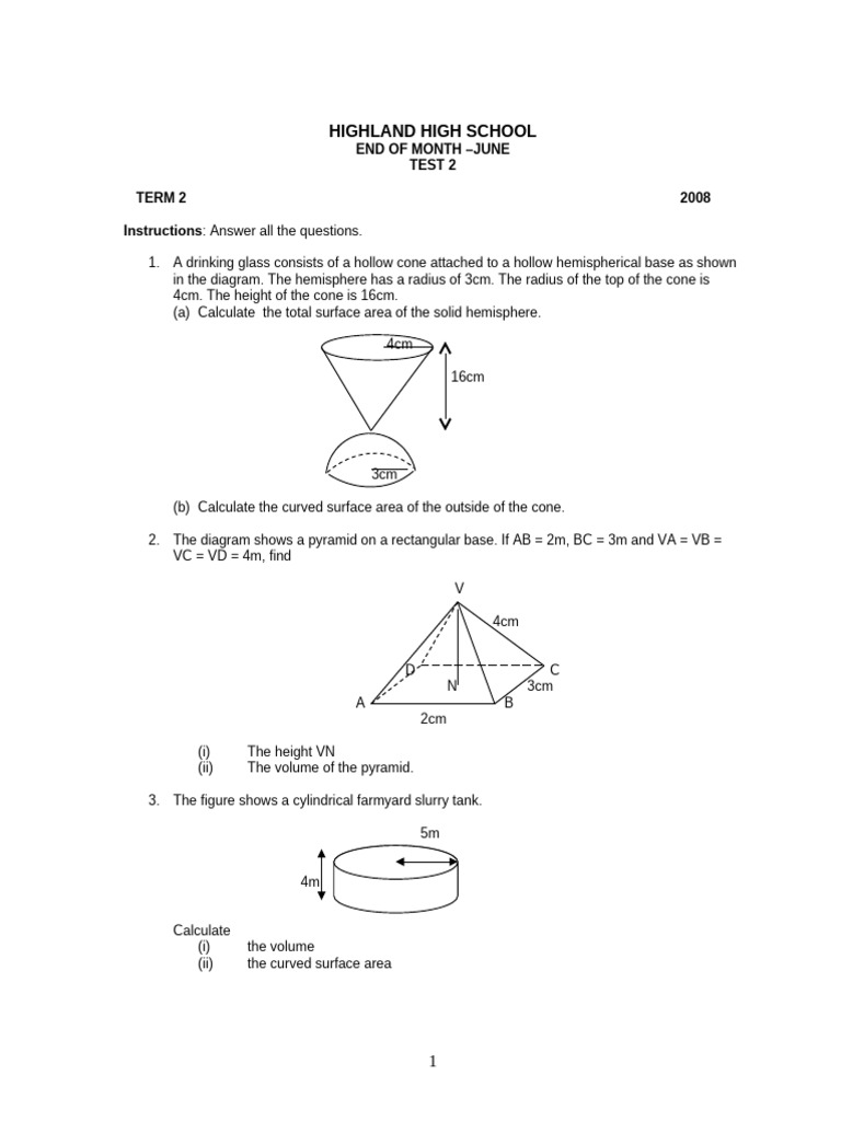 Grade 11 Maths Test | PDF | Metrology | Classical Geometry
