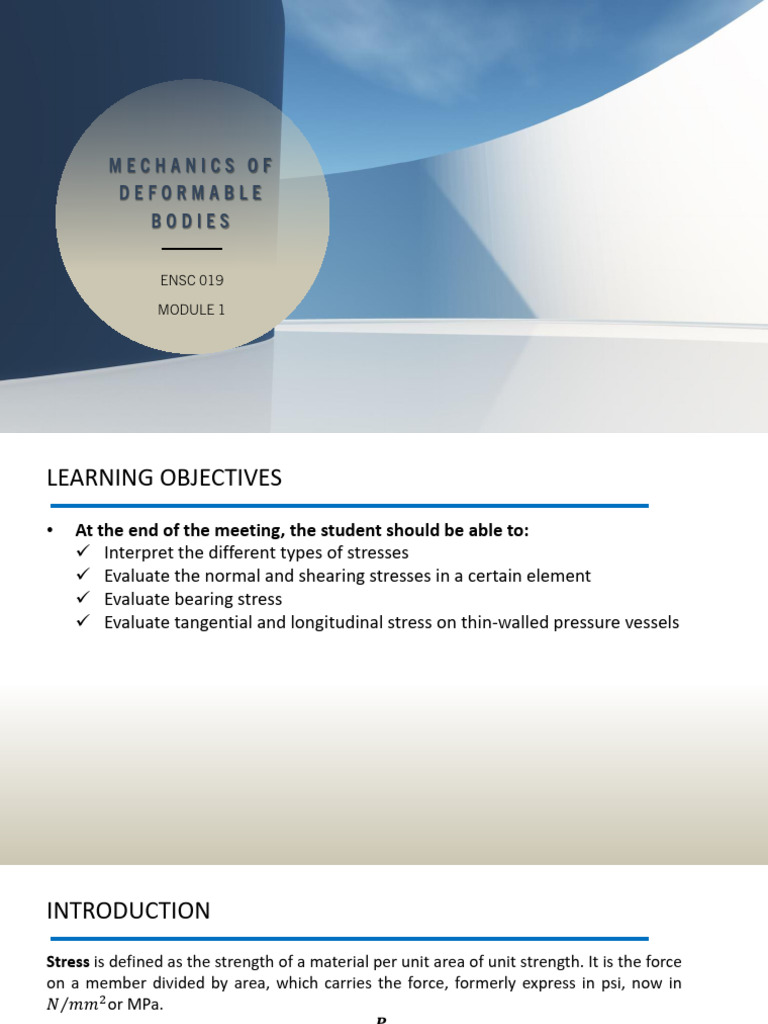01 Simple Stress Final | PDF | Stress (Mechanics) | Strength Of Materials