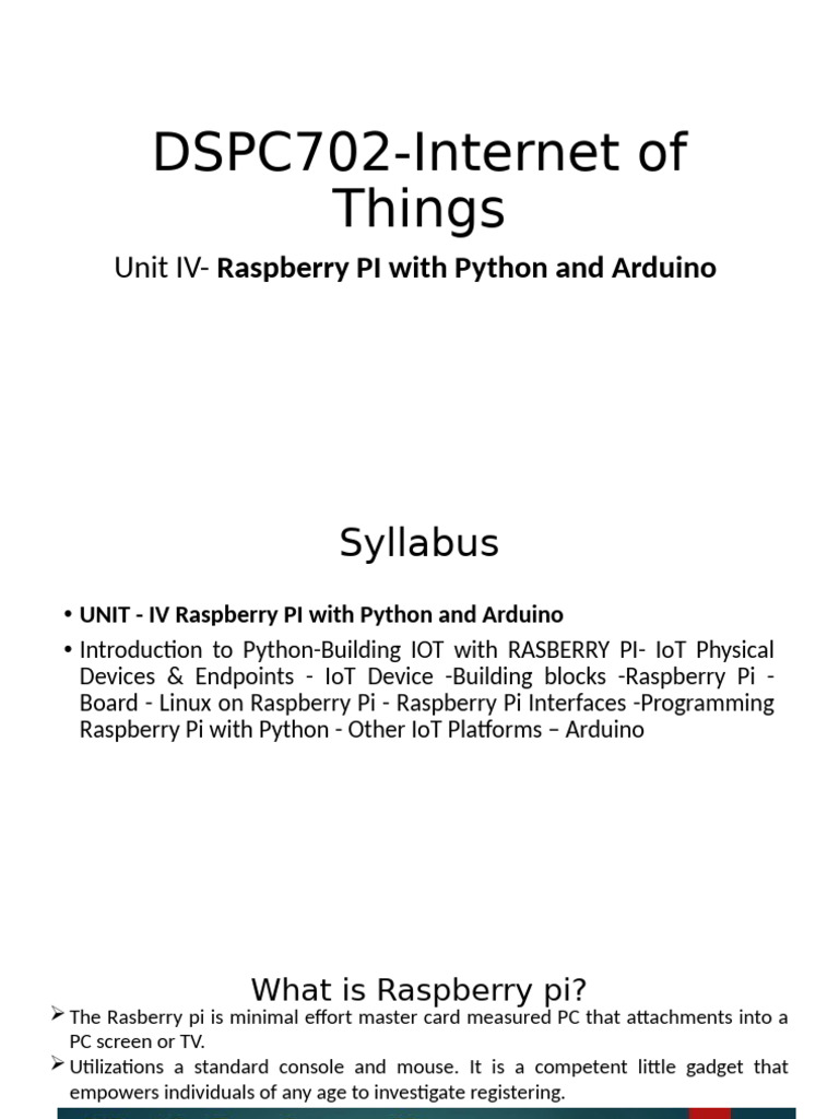 UNIT 4 Part 1 | PDF | Raspberry Pi | Internet Of Things