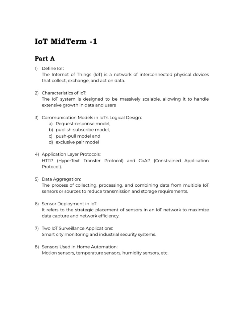IoT MidTerm 1 | PDF | Internet Of Things | Computer Network