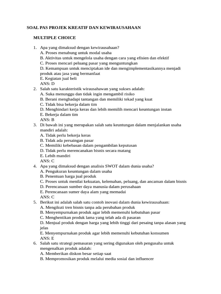 Soal PKK Kelas Xii Dpib | PDF