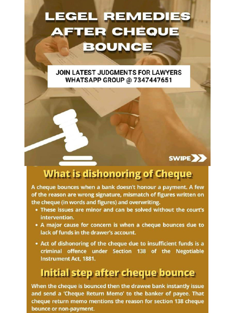 Legal Remedies After Cheque Bounce | PDF