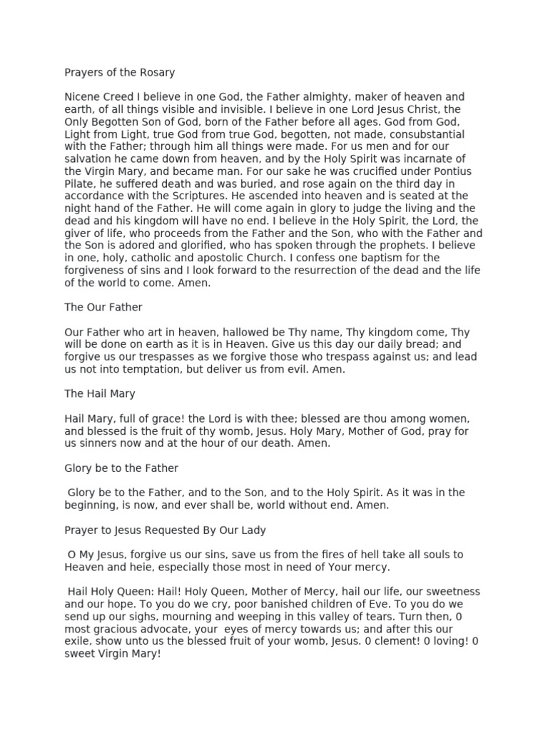 The Holy Rosary | PDF | God The Father | Lord's Prayer
