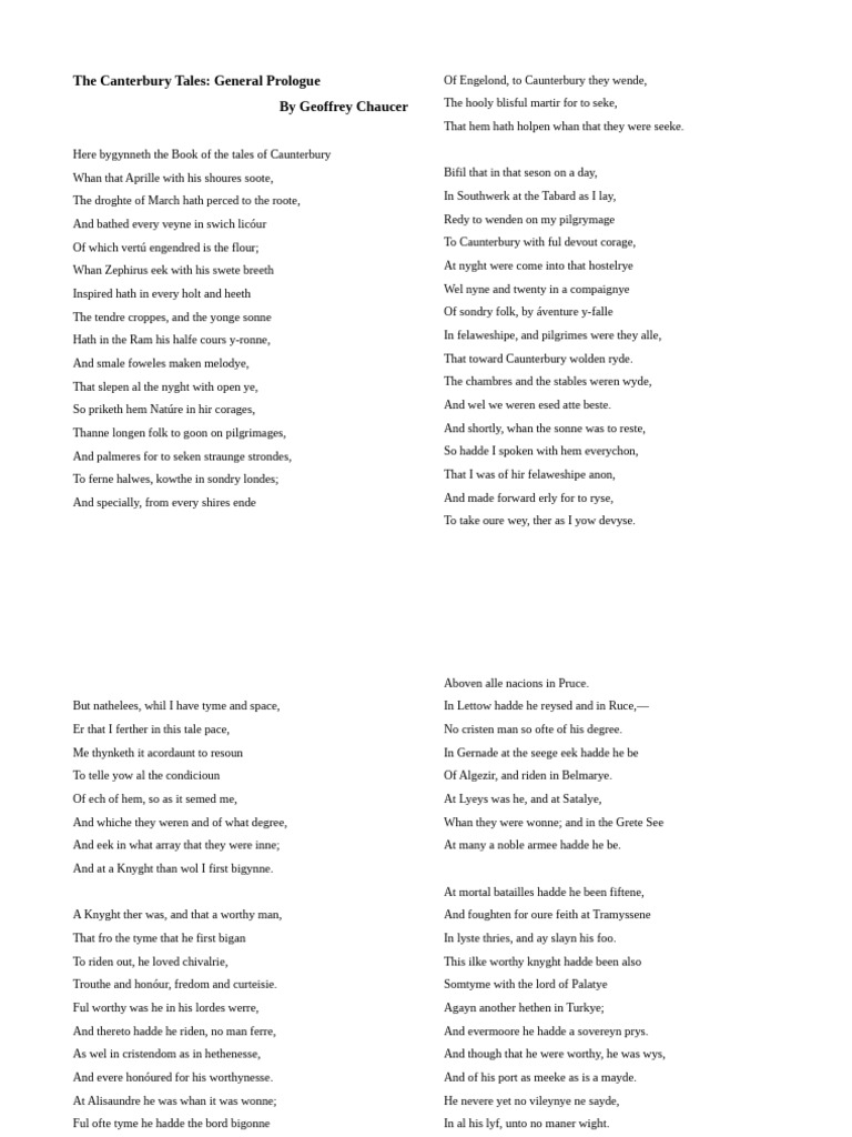 The Canterbury Tales | PDF | The Canterbury Tales