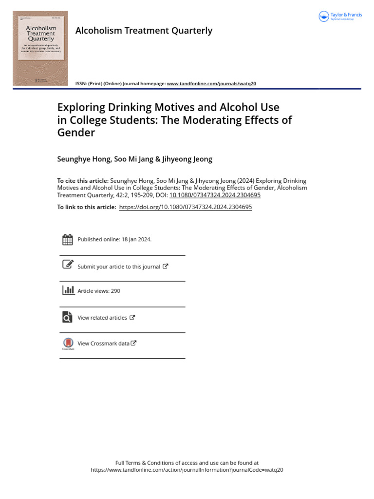 Exploring Drinking Motives and Alcohol Use in College Students The ...
