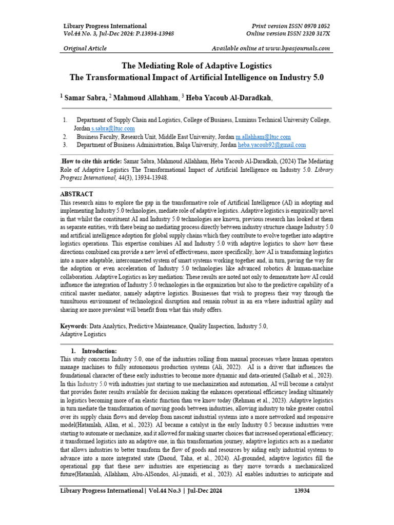 The Mediating Role of Adaptive Logistics | PDF | Validity (Statistics ...