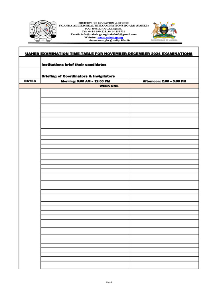 Uaheb Examination Time Table Nov-Dec 2024 ( | PDF | Health Care ...