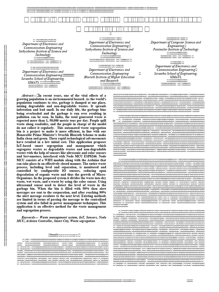 An IoT Based Automatic Waste Segregation and Monitoring System | PDF ...