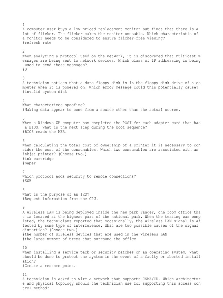 Cisco Chapter 1-10 Exam | PDF | Laptop | Computer Network