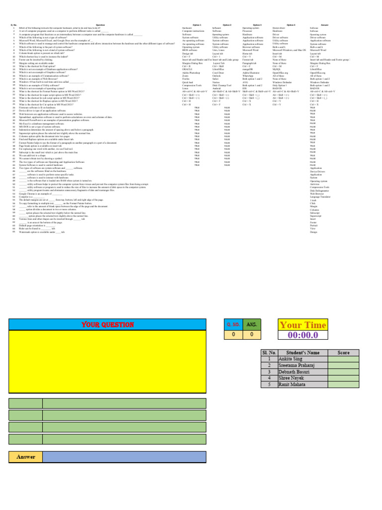 Project Quiz Pdf Operating System Software