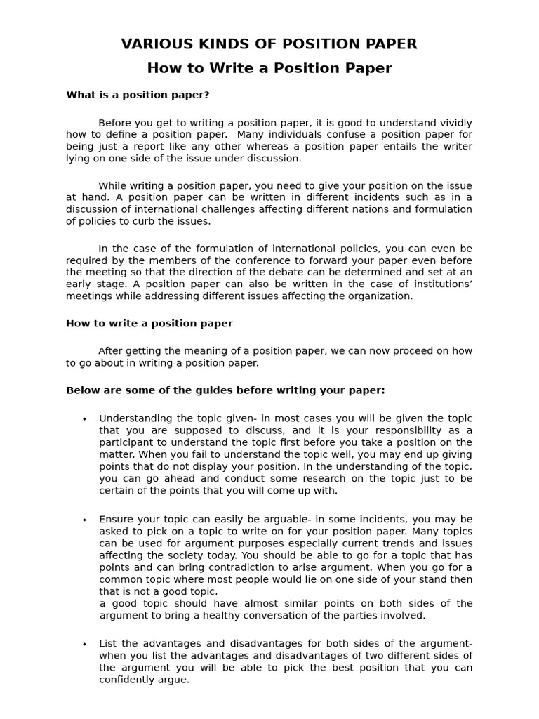 Various Kinds of Position Paper | PDF | Artificial Intelligence ...