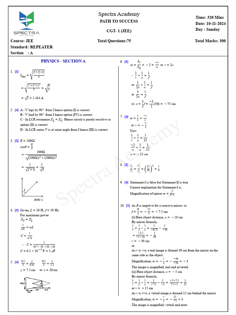 JEE Physics Exam Guide for Repeaters | PDF | Electrical Impedance | Electricity