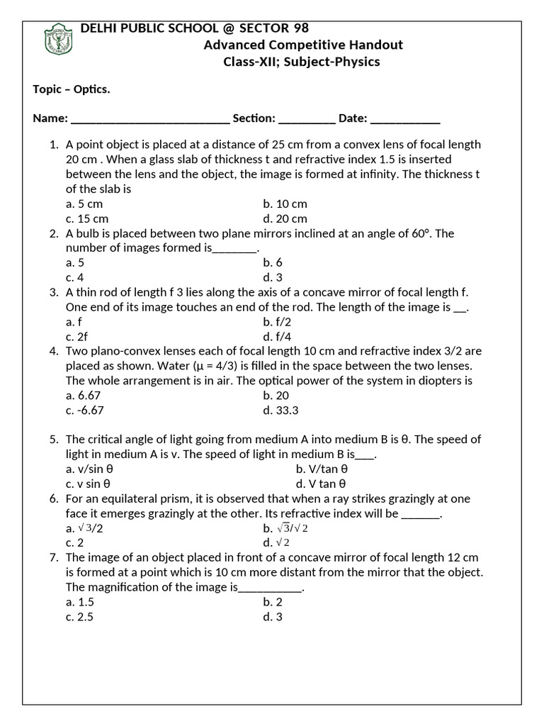 XII Optics | PDF | Optics | Glass Engineering And Science