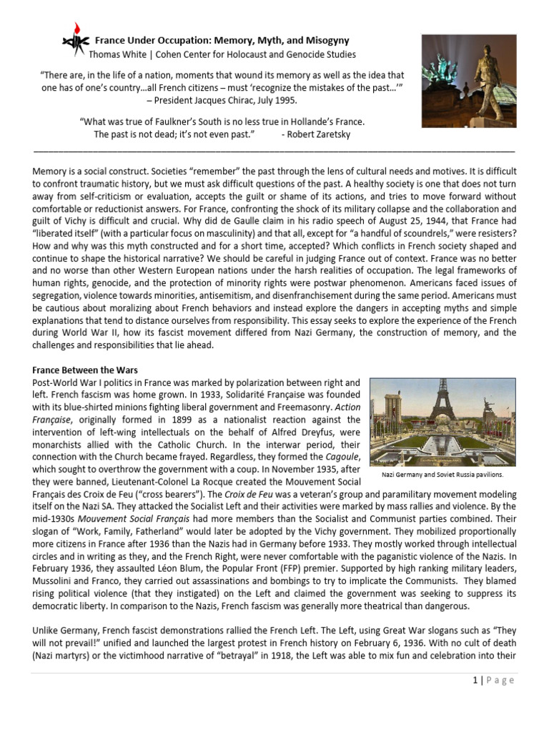 France Under Occupation Essay 9-19 | PDF | Vichy France | Nazi Germany